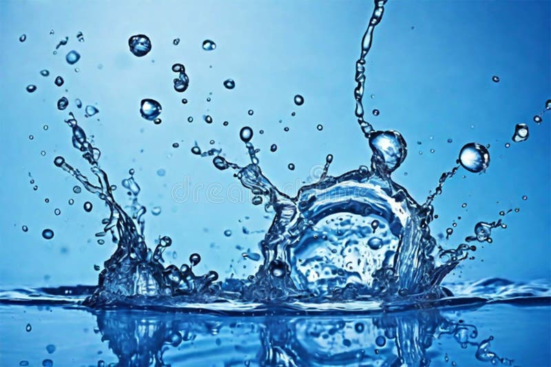 Scattering Drops of Blue Water. a Beautiful Splash of Drops on the ...