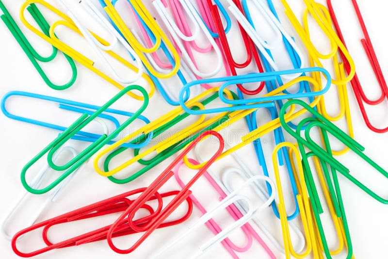 Scattering of Multi-colored Paper Clips Stock Photo - Image of office ...