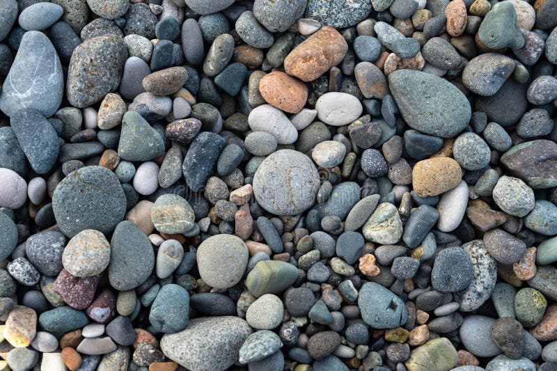 Scattering of Natural Colorful Pebbles. Rounded Stones on the Shore of ...
