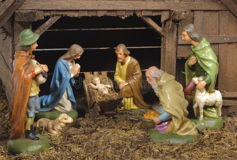 Scena Di Natività Di Natale Fotografia Stock - Immagine di padre ...