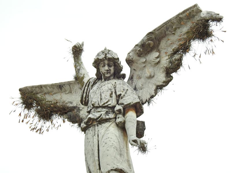 Scena in Un Cimitero: Vecchia Statua Di Un Angelo Con Le Ali Rotte ...