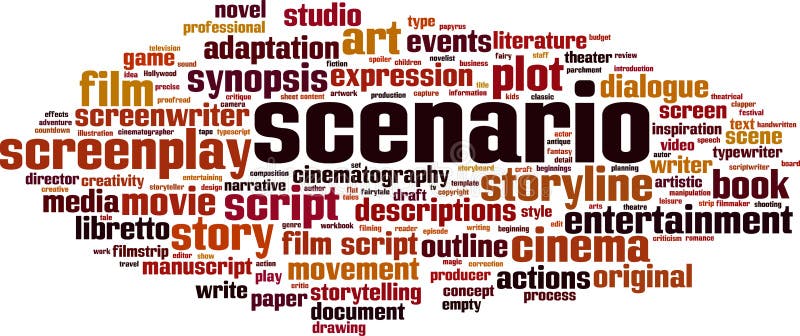 Scenario word cloud stock vector. Illustration of screenwriter - 165408482
