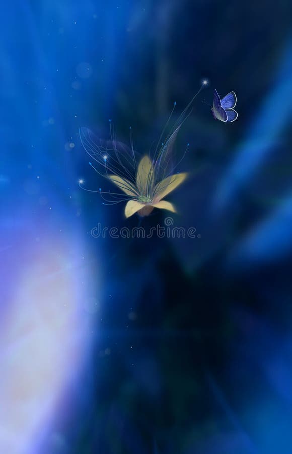 Scenary with Flower Buterfly and Sparkles Stock Image - Image of poster ...
