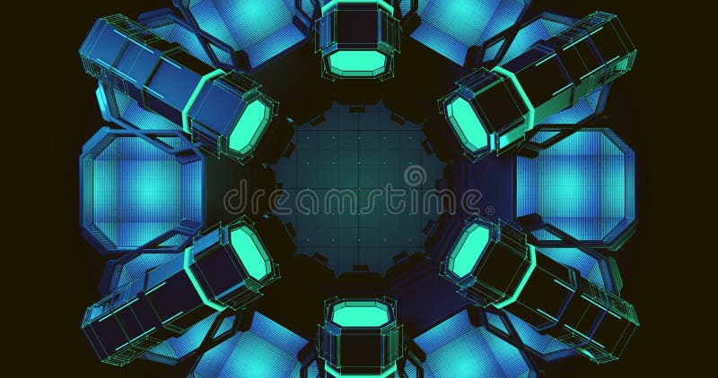A Scene of an Abstract Sci-fi Construction Making a Geometric Pattern ...