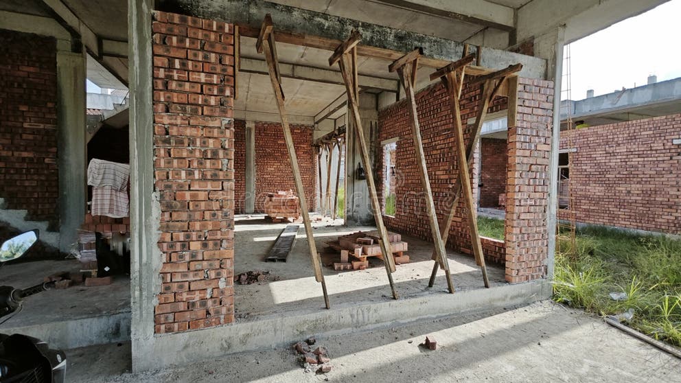 The Initial Foundation Concrete Frame and Wall of the Residential ...