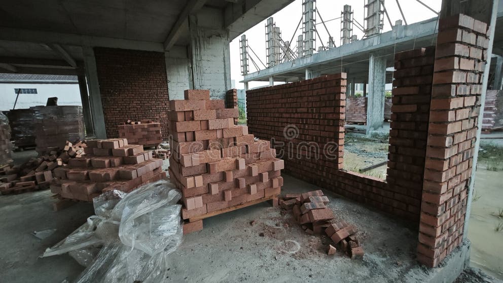 The Initial Foundation Concrete Frame and Wall of the Residential ...