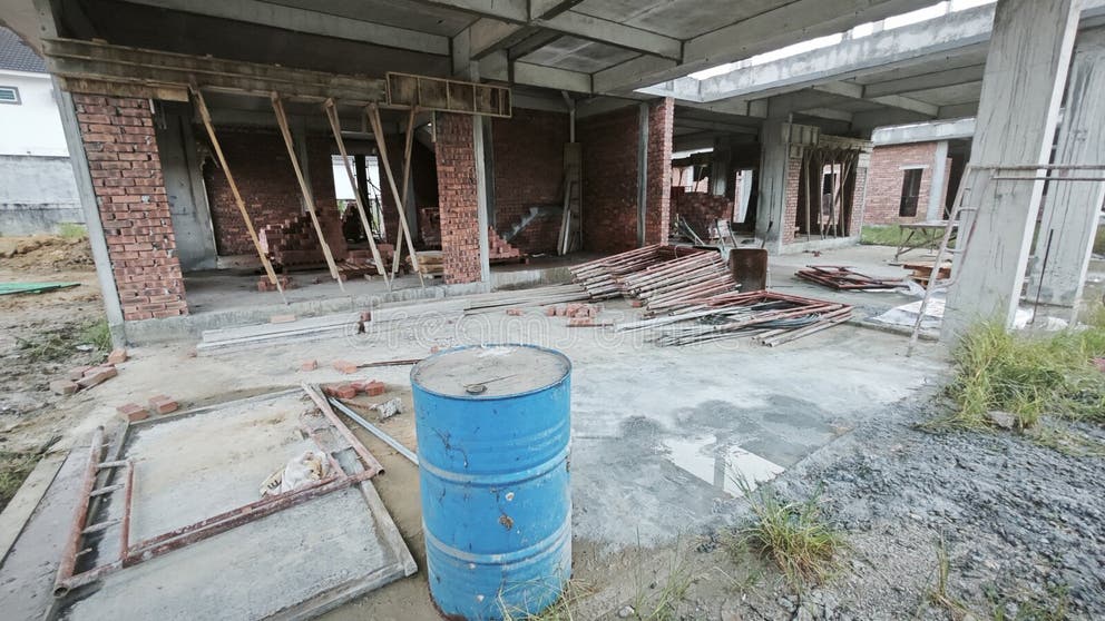 The Initial Foundation Concrete Frame and Wall of the Residential ...
