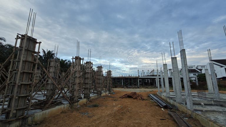 The Initial Foundation Concrete Frame and Wall of the Residential ...
