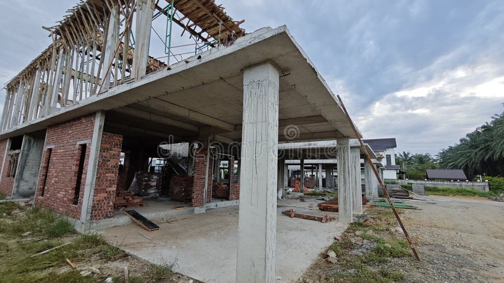 The Initial Foundation Concrete Frame and Wall of the Residential ...