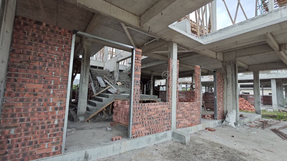 The Initial Foundation Concrete Frame and Wall of the Residential ...