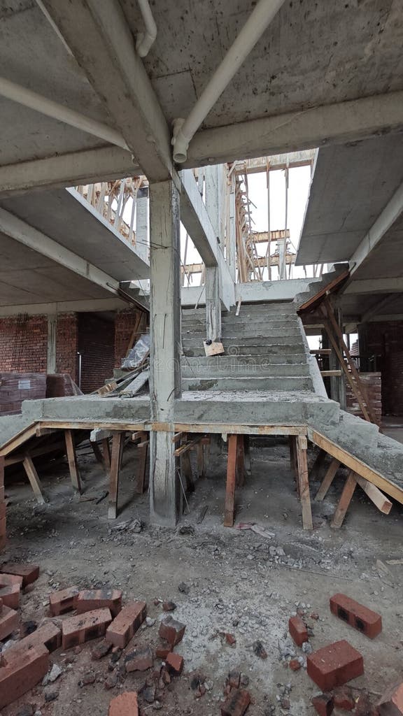 The Initial Foundation Concrete Frame and Wall of the Residential ...