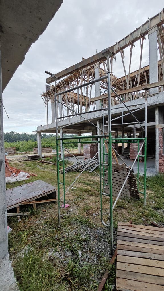 The Initial Foundation Concrete Frame and Wall of the Residential ...