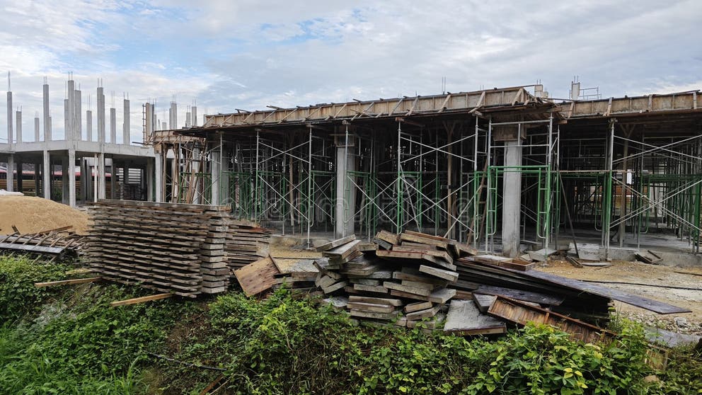 The Initial Foundation Concrete Frame and Wall of the Residential ...