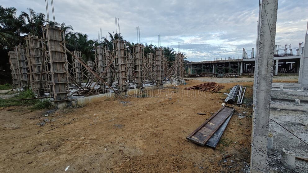 The Initial Foundation Concrete Frame and Wall of the Residential ...