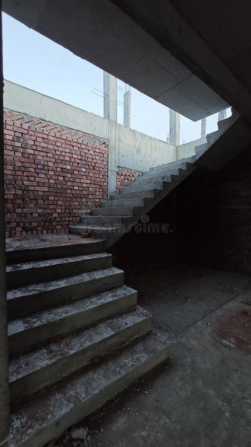 Concrete Stairs,frame and Wall Around the Residential Under ...