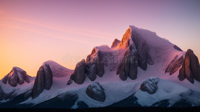 A Scene of a Beautifully Rendered Mountain Range with a Pink Sky AI ...
