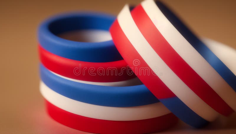 A Scene of a Breathtakingly Vast Stack of Red, White and Blue Rubber ...