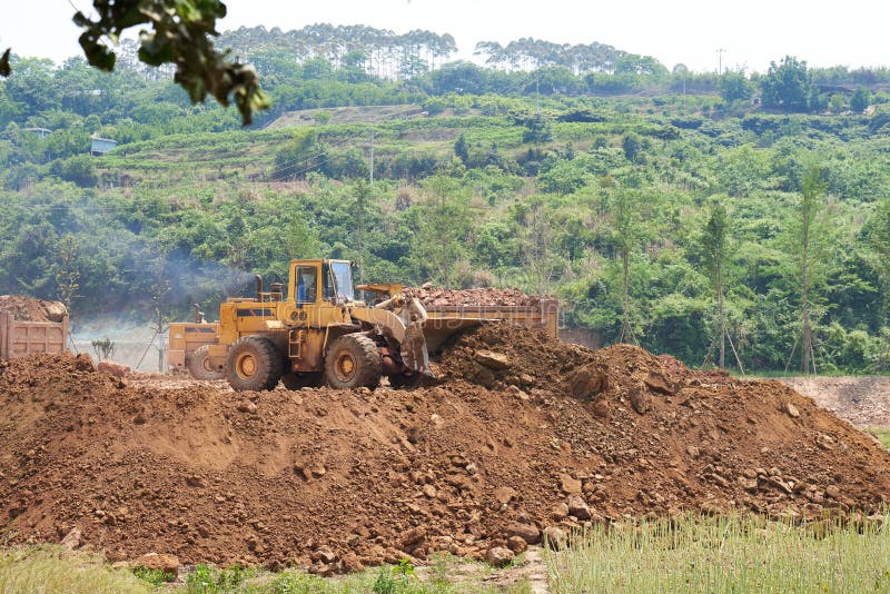 A Scene of Bulldozers in Full Swing Stock Photo - Image of agriculture ...