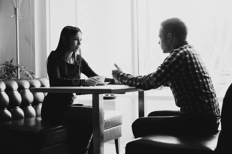 Scene in Cafe - Couple Conflict Arguing during the Lunch. Stock Image ...