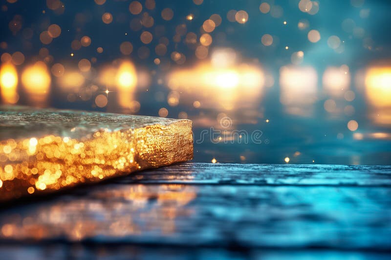 The Scene Captures a Golden Surface Edged with Sparkling Reflections ...