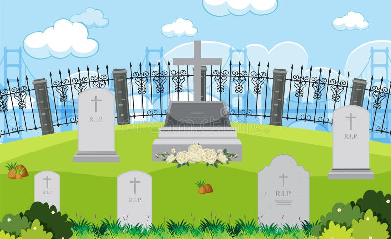Cemetery Graveyard Scene Isolated Stock Vector - Illustration of ...