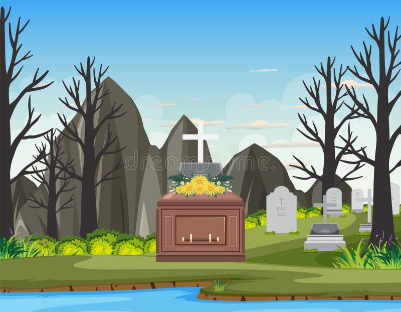 Scene of Cemetery Graveyard Stock Vector - Illustration of eps10 ...