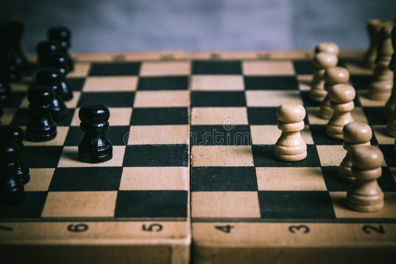 Scene of a Chess Figures on a Chess Wooden Board Stock Image - Image of ...