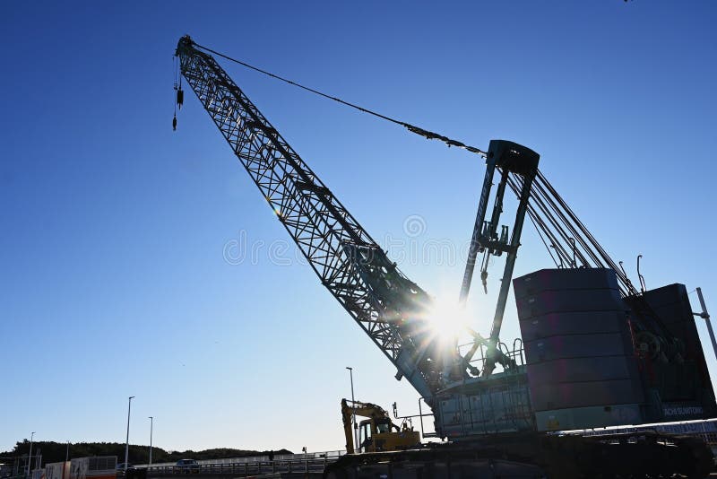 A Scene of Construction Work Around the River. Stock Image - Image of ...