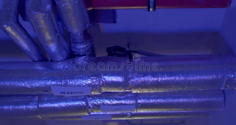 The Scene of the Crime in the Technical Room, Pipes Ceiling. Stock ...