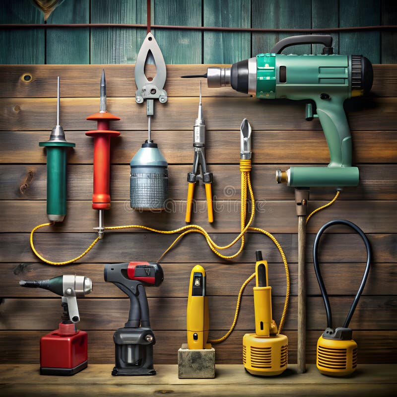 A Scene Depicting the Evolution of Electrical Tools Stock Illustration - Illustration of manual ...
