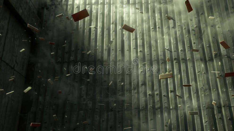 A Scene Depicting Scattered Objects in a Misty, Industrial Environment ...