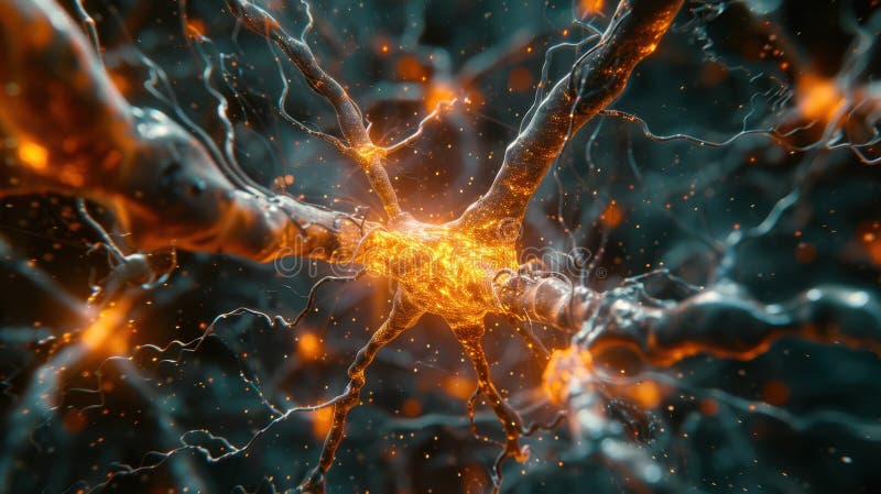 Neurons that Conduct an Impulse in the Brain Stock Illustration ...