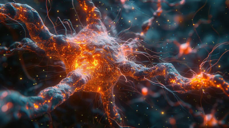 Neurons that Conduct an Impulse in the Brain Stock Illustration ...