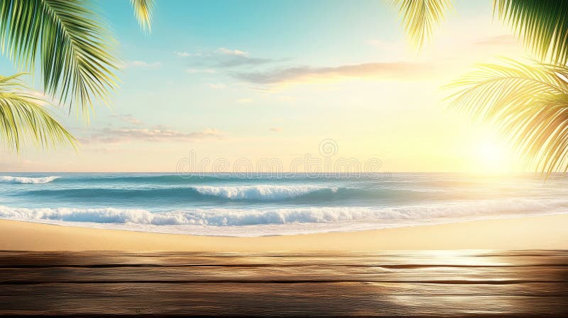 The Scene Depicts a Peaceful Beach with Sunlight and a Perspective from ...