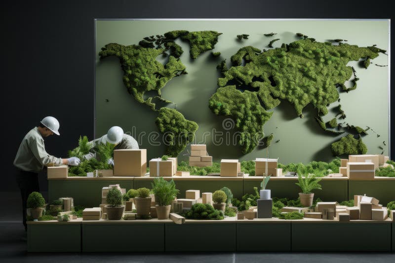 Scene of Development and Production of Environmental Packaging. Stock ...