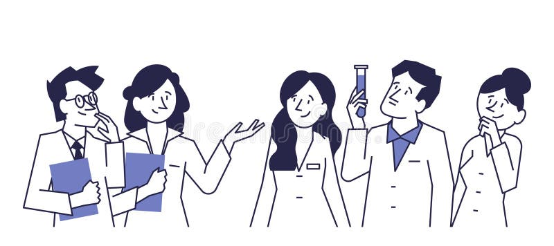 Scene of Discussion between Scientists. Stock Vector - Illustration of ...