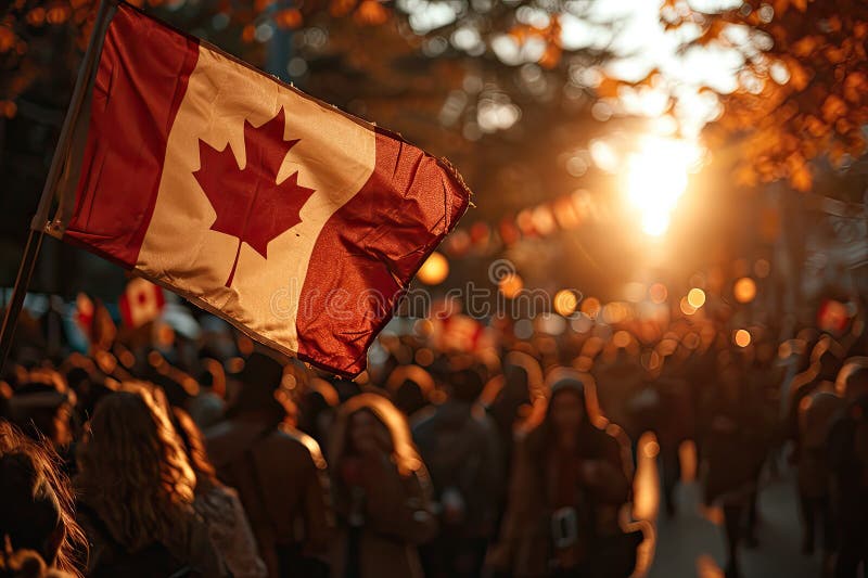 Scene Dominated by the Iconic Maple Leaf, Rendered in Striking Red ...