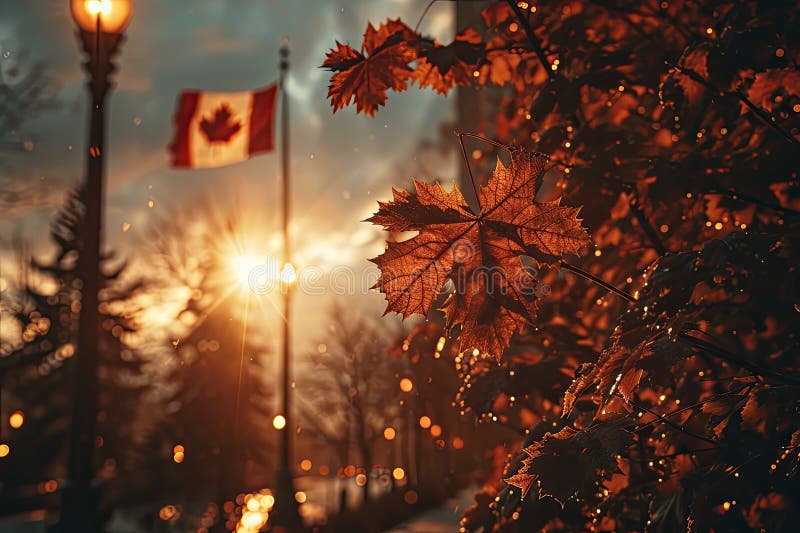 Scene Dominated by the Iconic Maple Leaf, Rendered in Striking Red ...