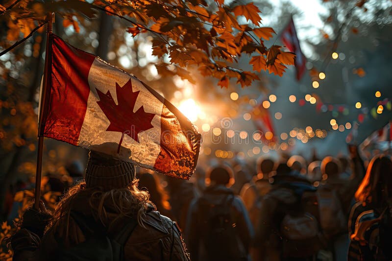 Scene Dominated by the Iconic Maple Leaf, Rendered in Striking Red ...