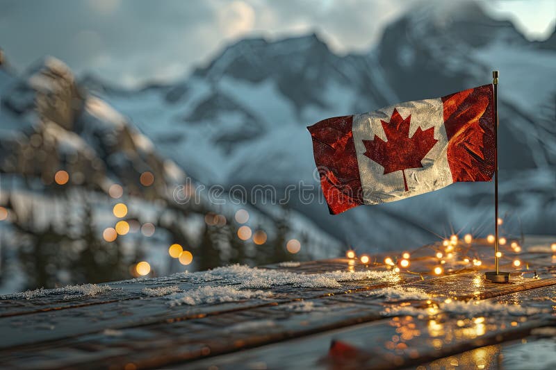 Scene Dominated by the Iconic Maple Leaf, Rendered in Striking Red ...