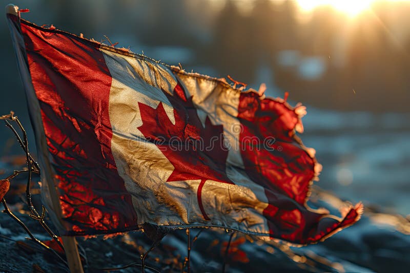 Scene Dominated by the Iconic Maple Leaf, Rendered in Striking Red ...