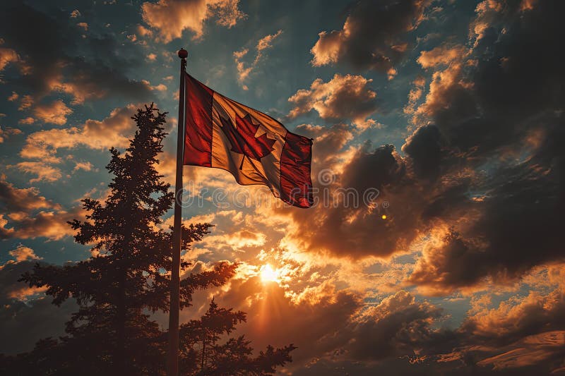 Scene Dominated by the Iconic Maple Leaf, Rendered in Striking Red ...