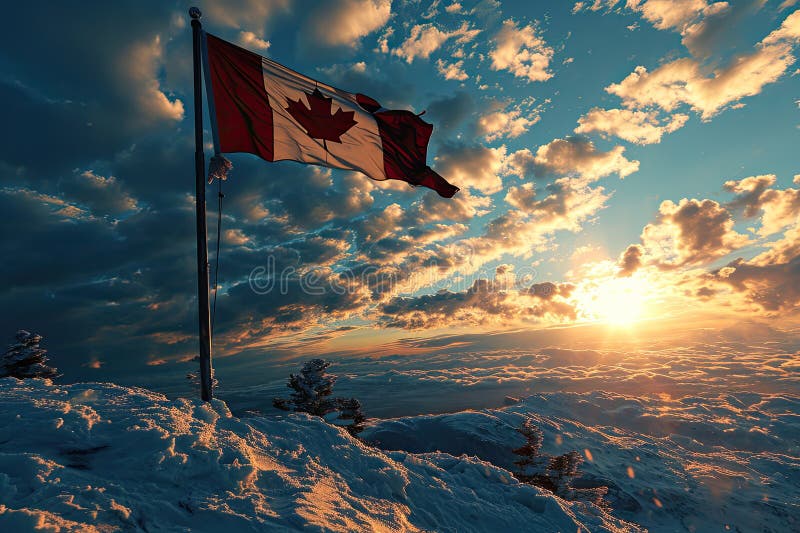 Scene Dominated by the Iconic Maple Leaf, Rendered in Striking Red ...