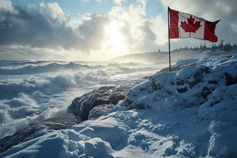 Scene Dominated by the Iconic Maple Leaf, Rendered in Striking Red ...