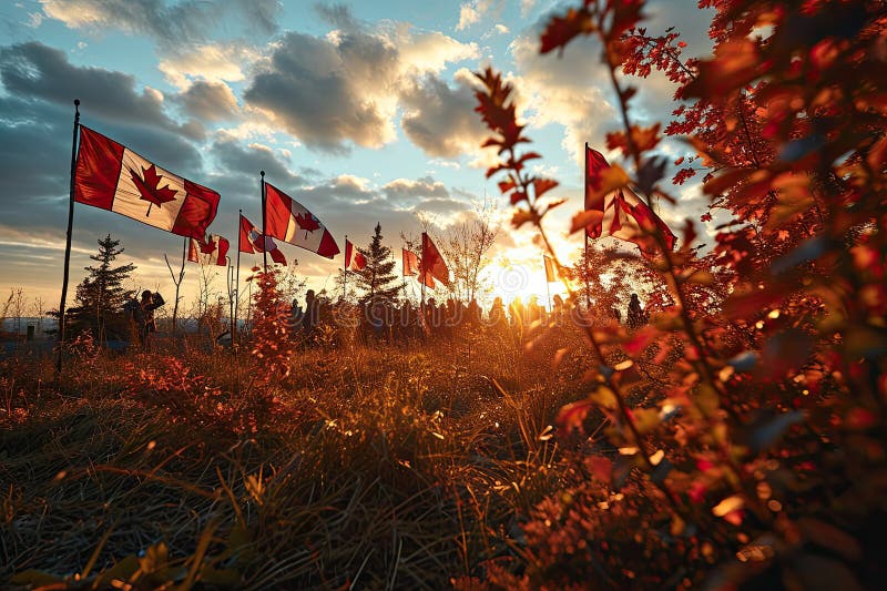 Scene Dominated by the Iconic Maple Leaf, Rendered in Striking Red ...