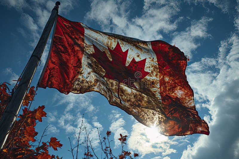 Scene Dominated by the Iconic Maple Leaf, Rendered in Striking Red ...