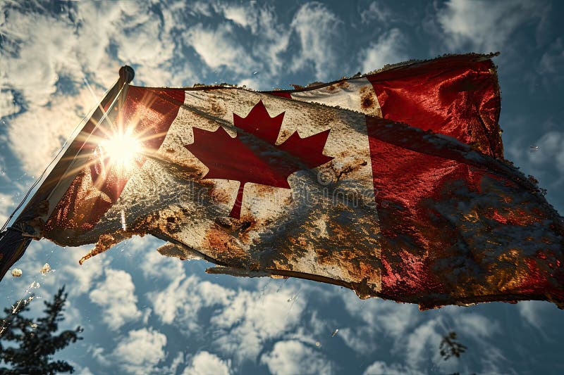 Scene Dominated by the Iconic Maple Leaf, Rendered in Striking Red ...