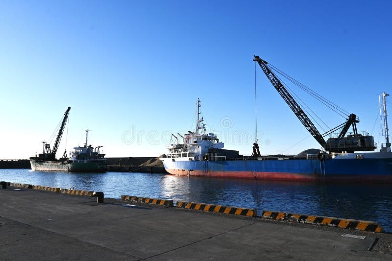 A Scene of Dredging Work at the Port. Stock Photo - Image of technology ...