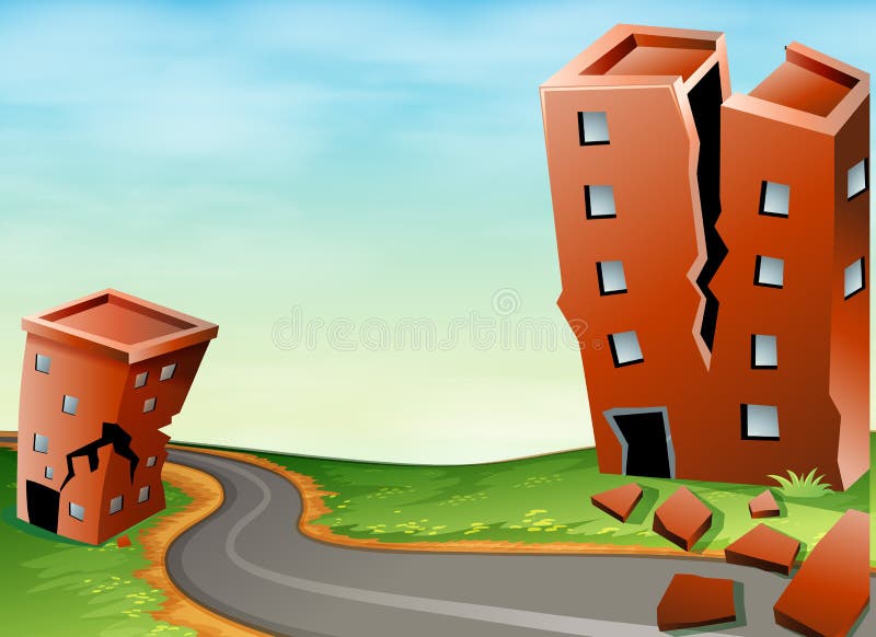 Scene of Earthquake with Cracked Buildings Stock Vector - Illustration ...