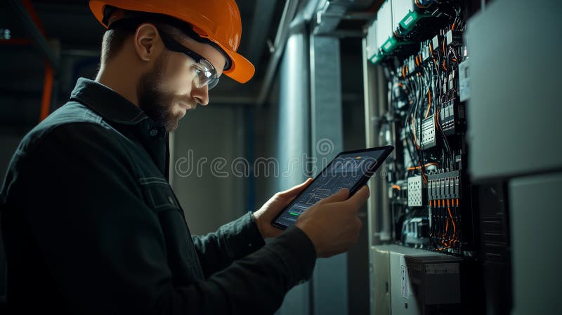 Scene of an Electrician Performing Electrical Work - Detailed Task and ...